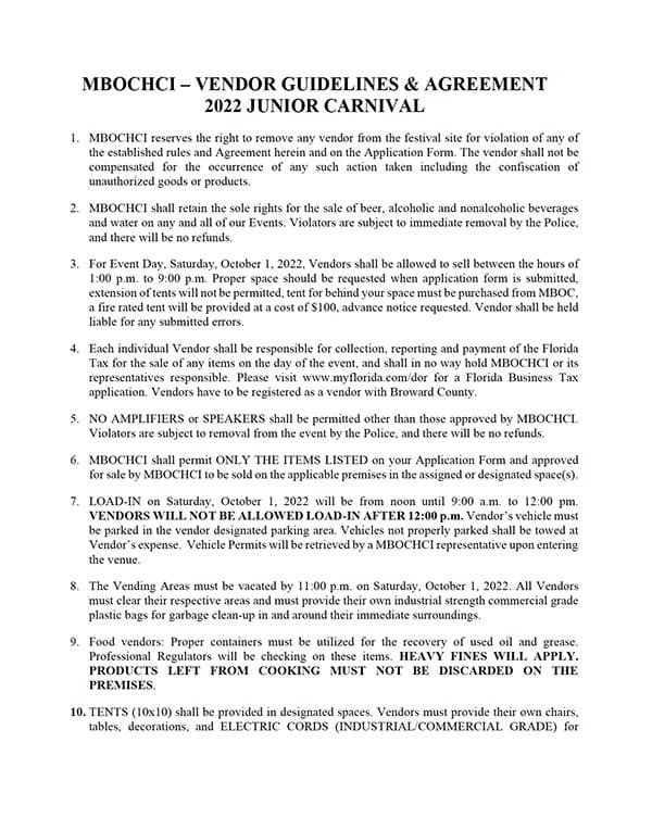 VENDORS - Welcome to Miami Carnival